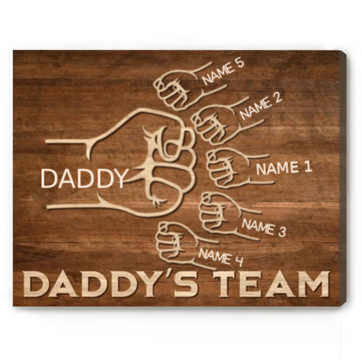 Custom Daddy's Team Fist Bump Canvas, Father's Day Gift From Son ...