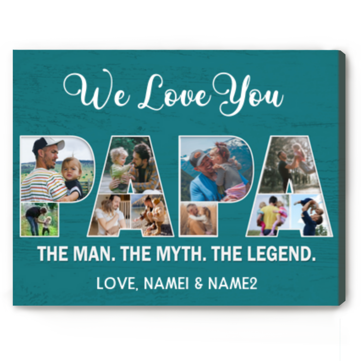 Personalized Papa Picture Collage Print, Fathers Day Christmas Gifts ...