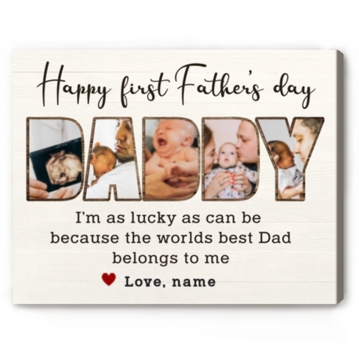 1st Father's Day Gift 2026, Custom Daddy Photo Collages Canvas, Happy ...