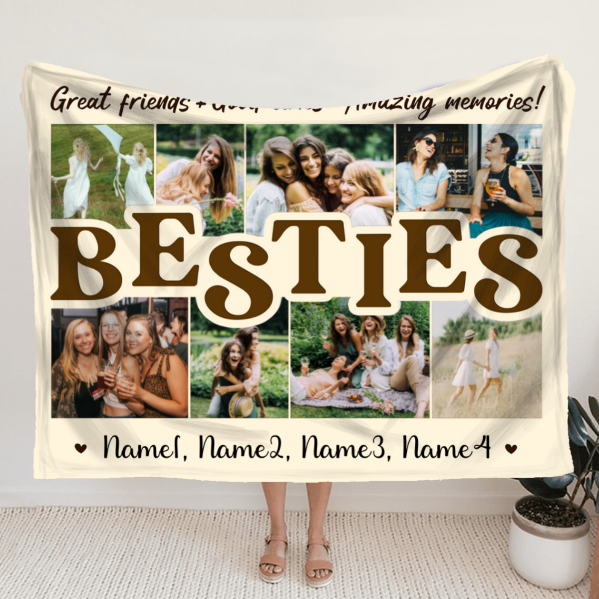 Personalized Photo Blanket For Besties, Besties Collage Gifts ...