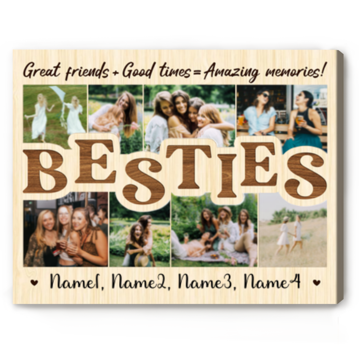Besties Custom Photo Collage Canvas, Bestie Personalized Gift, Best ...