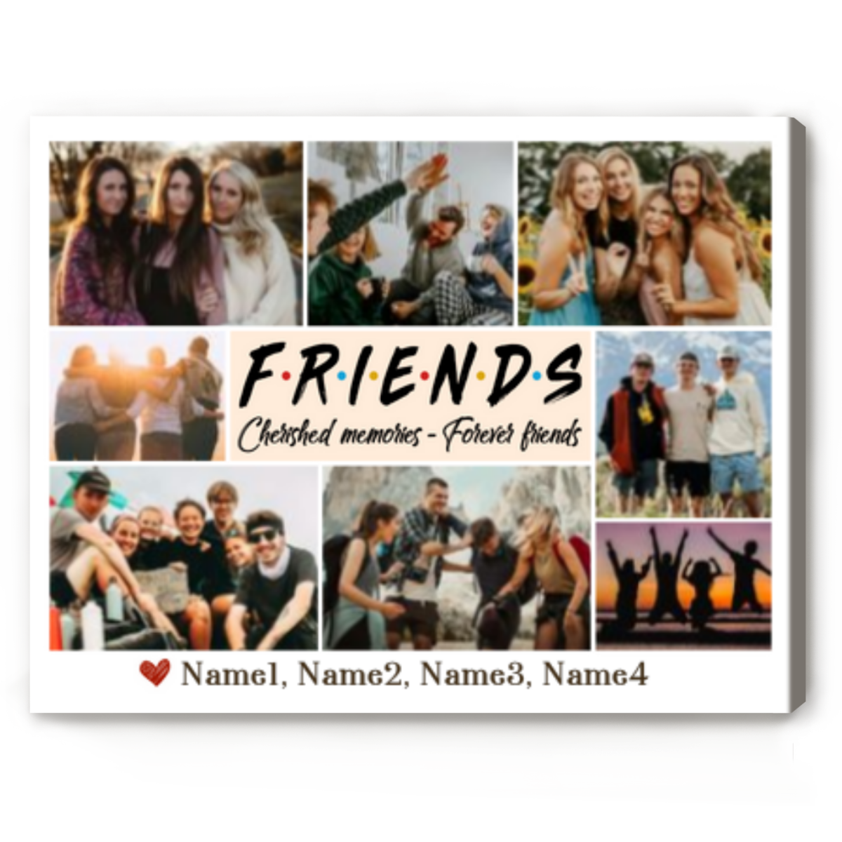 Custom Friends Photo Collage Canvas Print, Personalized Friendship Gift ...