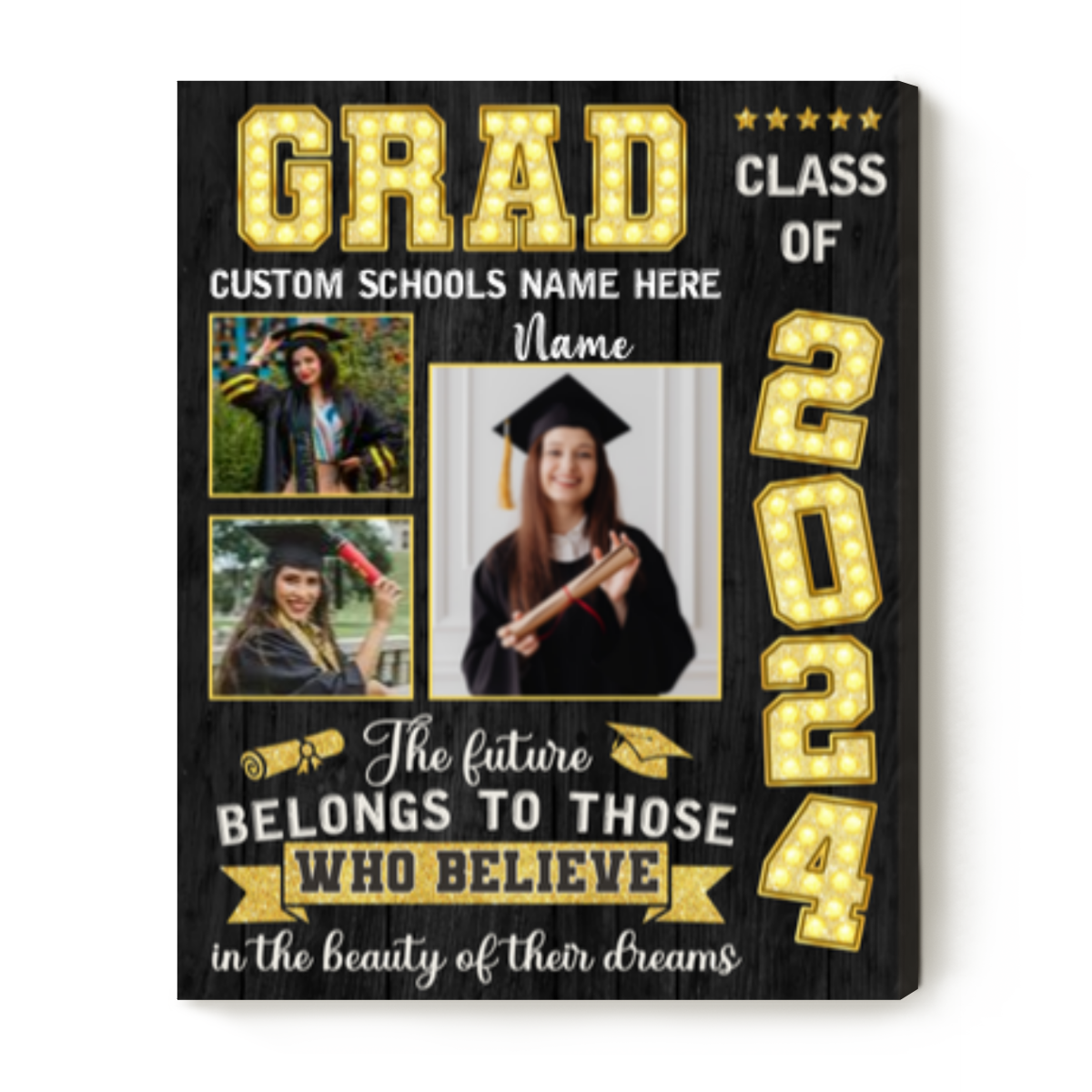 Class Of 2025 Grad Custom Photo Canvas, Graduation Picture Gift ...