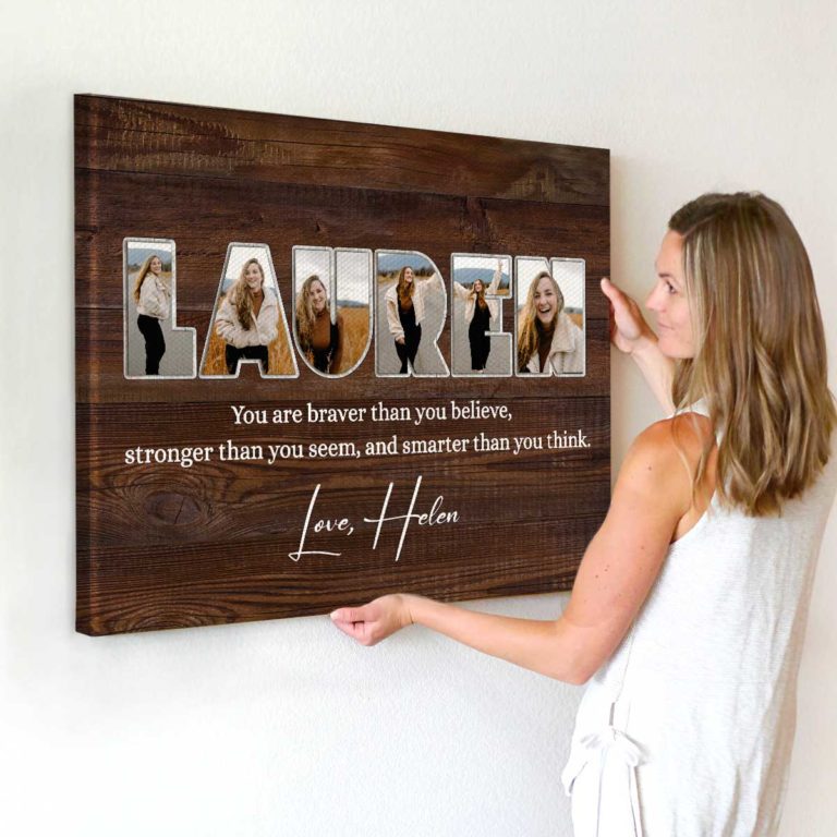 Custom Any Name Photo Collage Canvas, Personalized Letter Photo Gifts ...