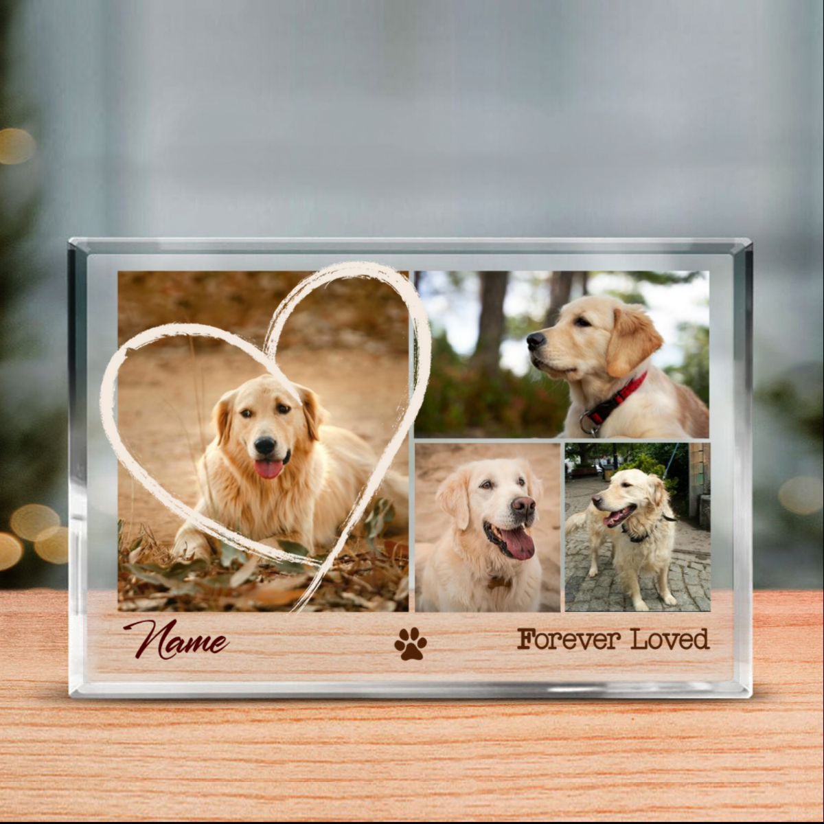 Forever Loved Custom Dog Photo Acrylic Block, Dog Memorial Keepsake ...