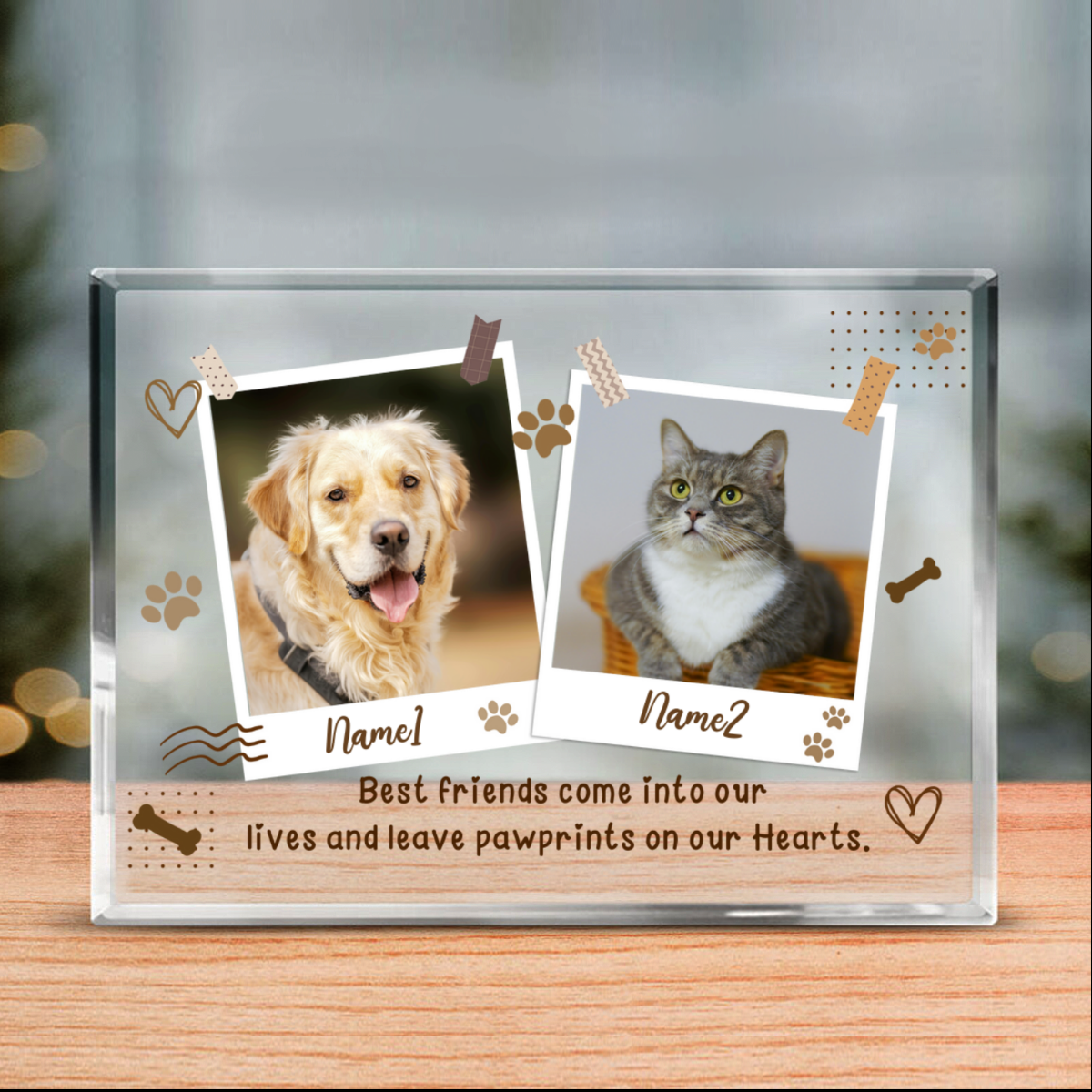 Personalized Dog Memorial Plaque, Two Photo Collage Acrylic Block, Two ...