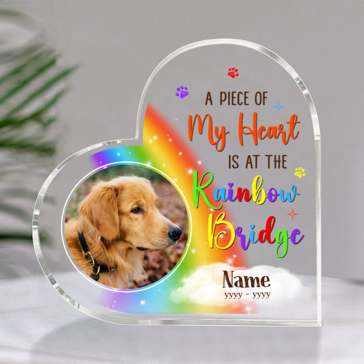 Custom Rainbow Bridge Dog Memorial Photo Acrylic Plaque, Cat Dog Loss ...