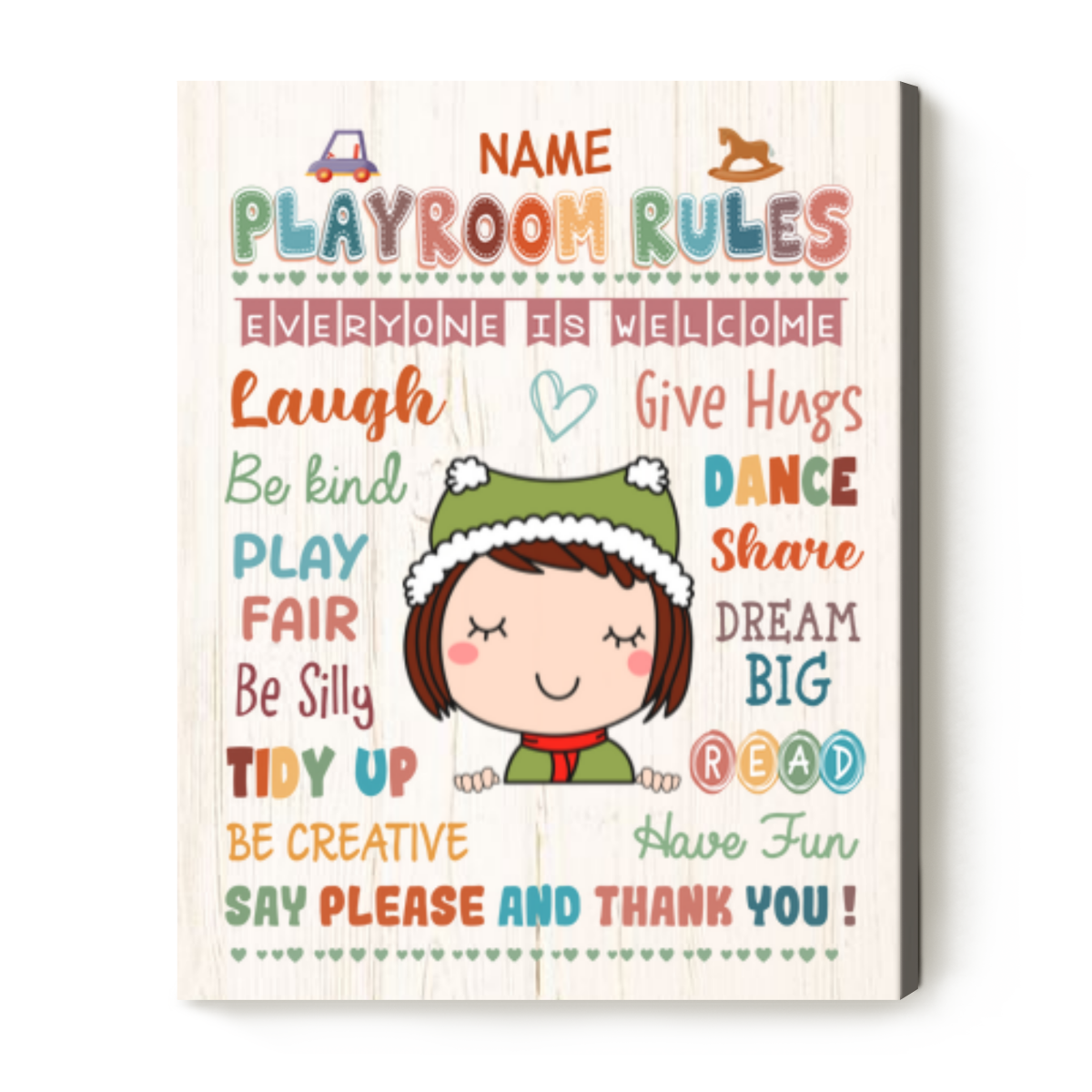 Personalized Kid Playroom Rules Wall Art, Cute Girls Boys Nursery Gifts ...