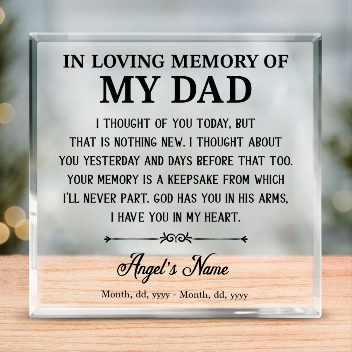 In Loving Memory Of My Dad Custom Acrylic Block, Remembrance Gifts For ...