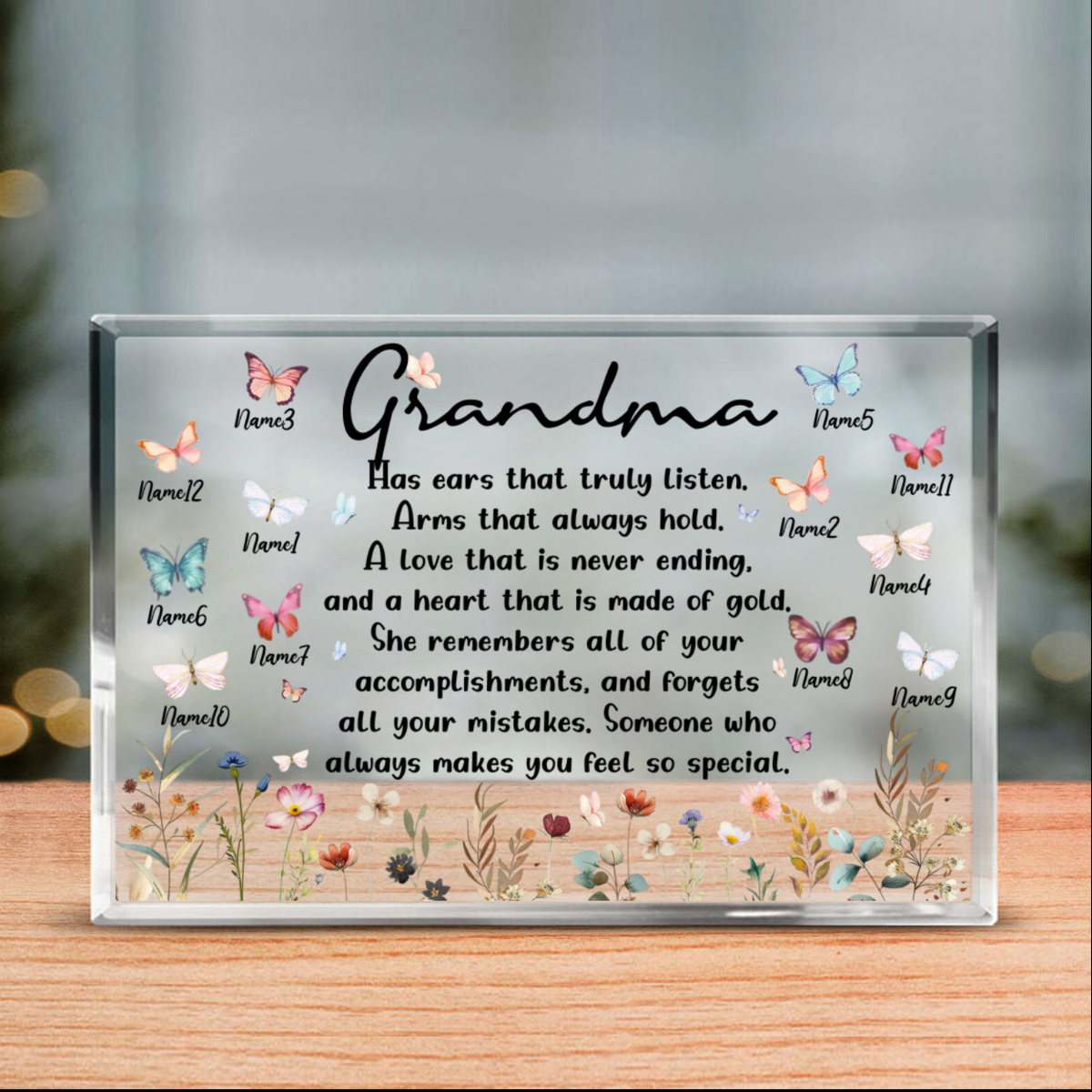 Butterfly And Wildflower Grandma Acrylic Plaque, Personalized Grandma ...