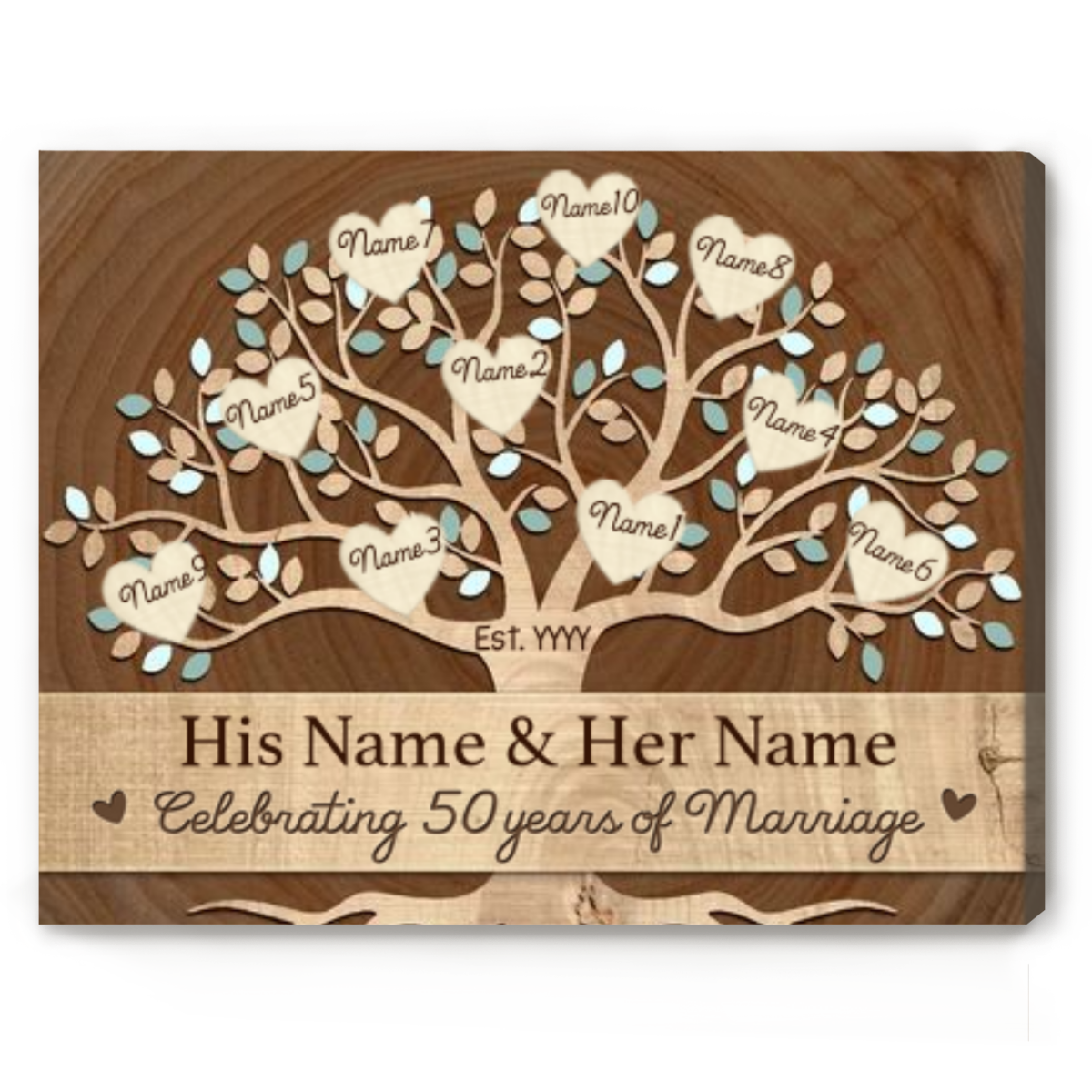 Celebrating 50 Years Of Marriage Family Tree Canvas, 50th Anniversary ...