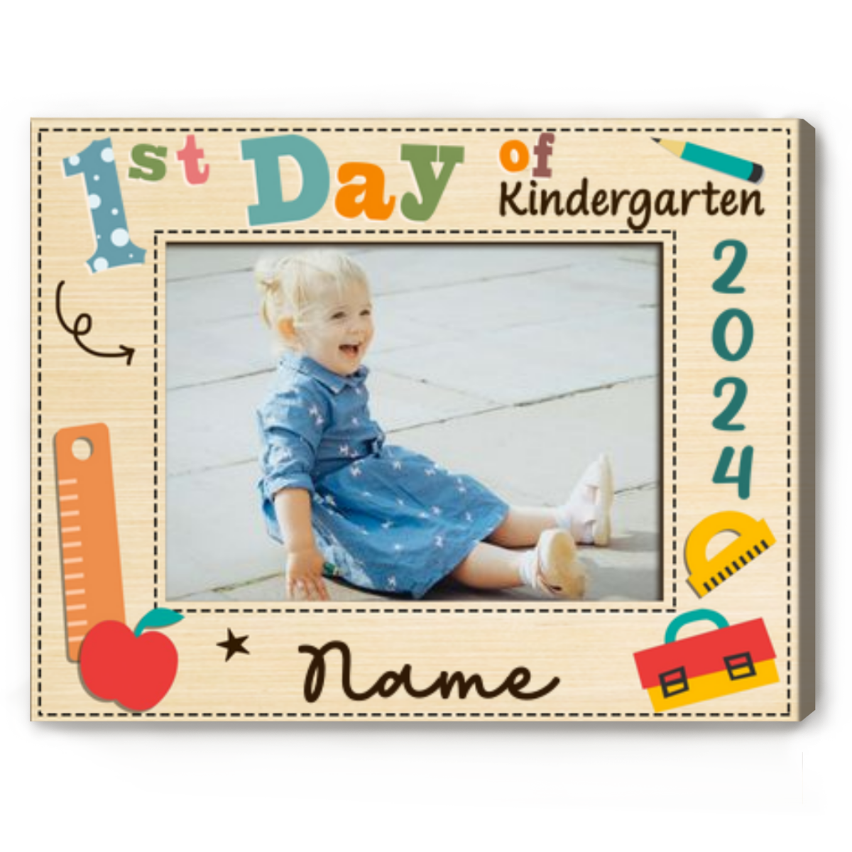 First Day Of Kindergarten Personalized Picture Canvas, First Day Of ...