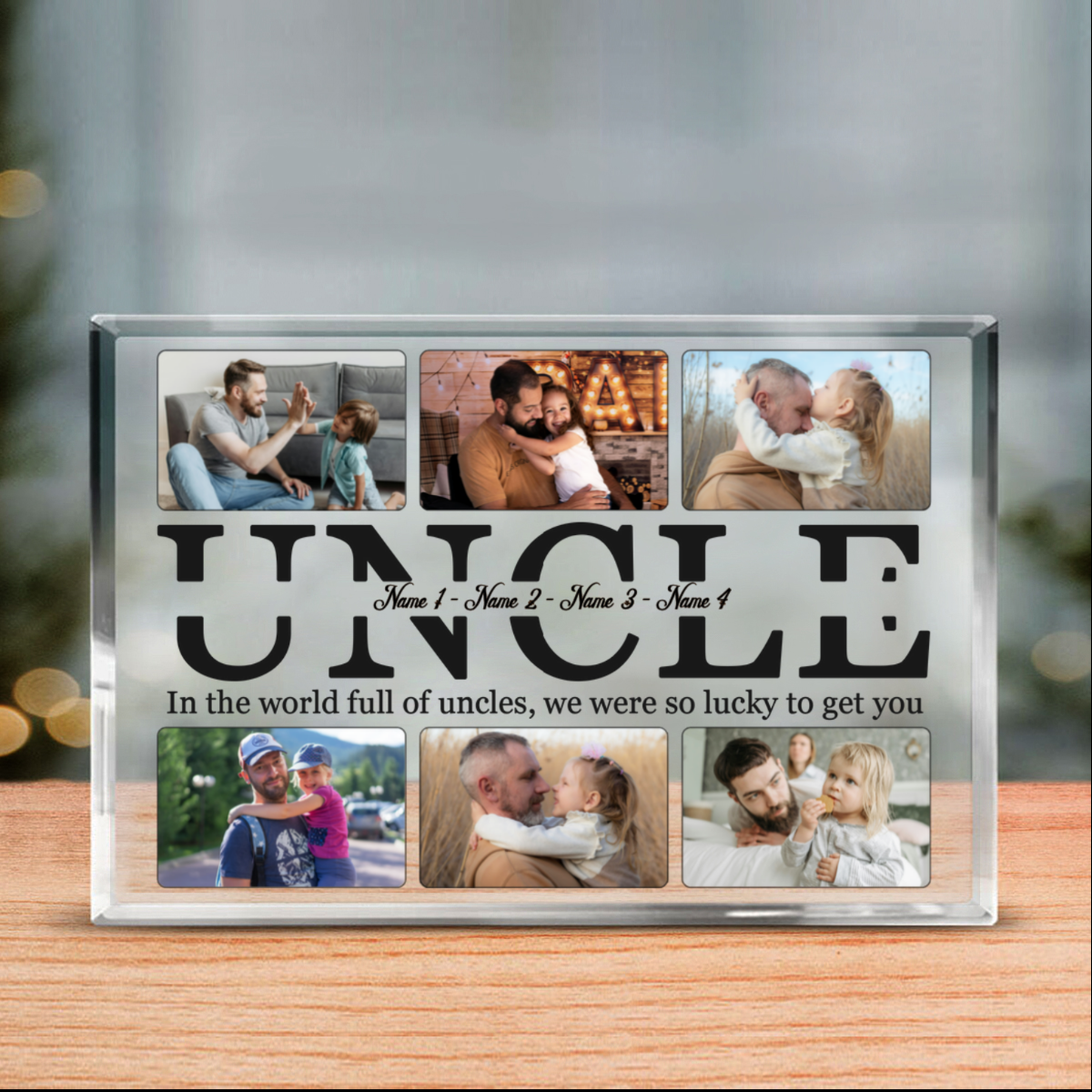 Personalized Uncle Photo Collage Acrylic Block, Xmas Gift For Uncle ...