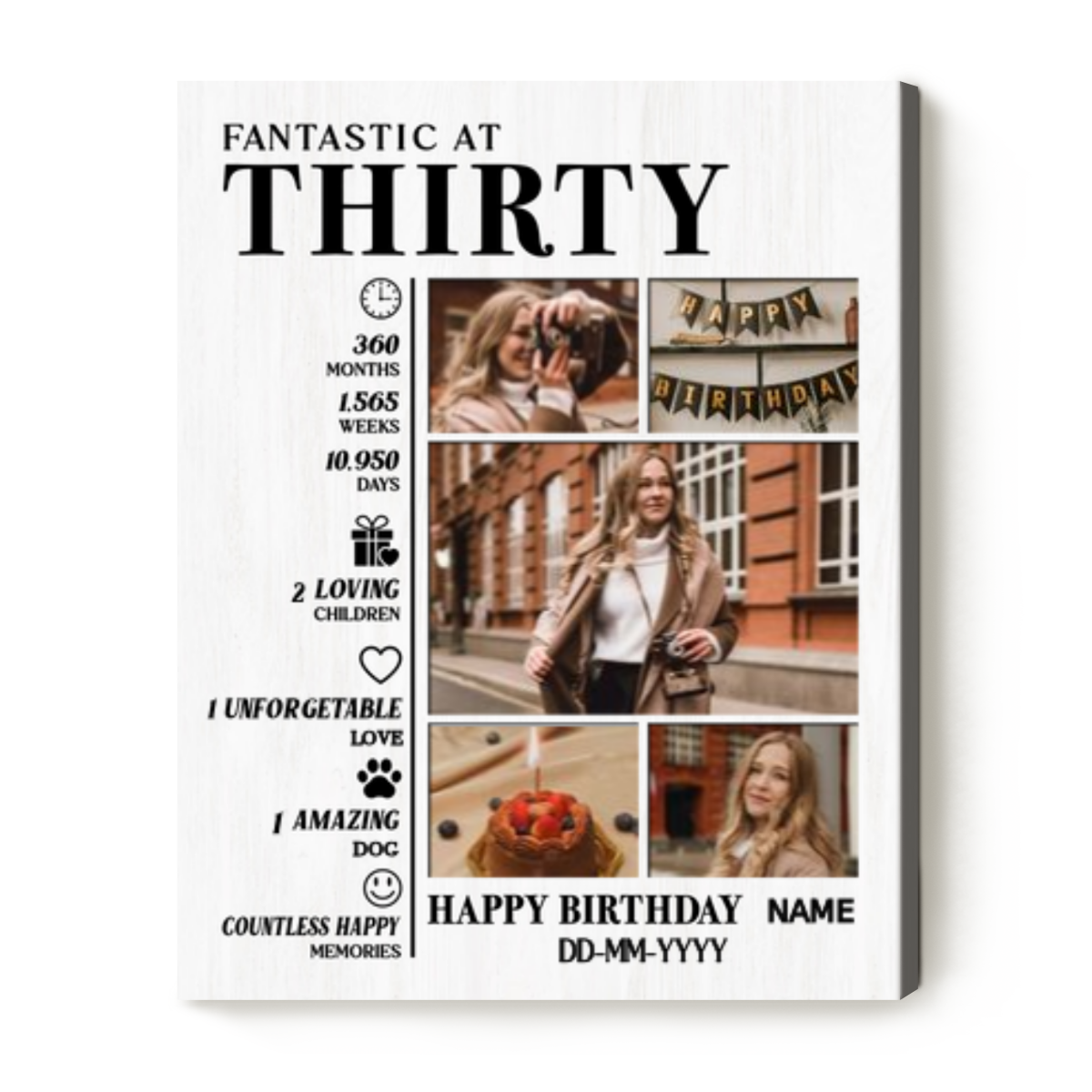 Personalized 30th Birthday Photo Collage Canvas Print, 30th Birthday ...