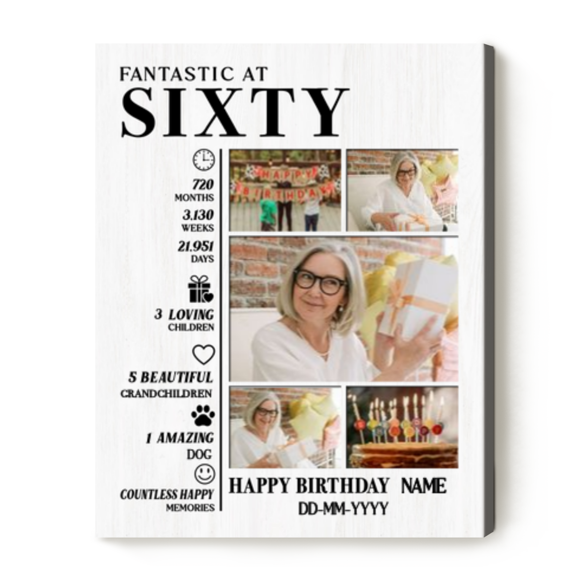Personalized 60th Birthday Photo Canvas Print, Mom 60th Birthday Gift ...