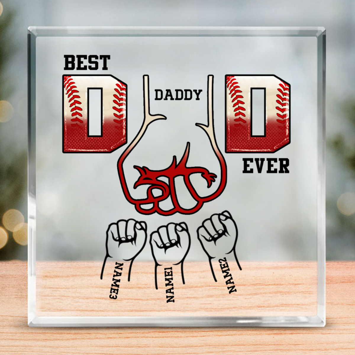 Personalized Baseball Dad And Kids Fist Bump Acrylic Block With Name ...