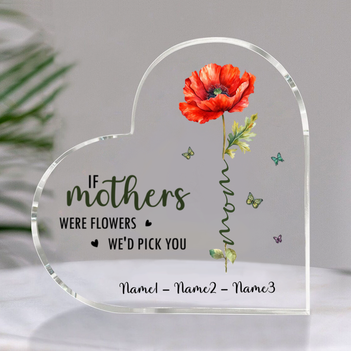 Personalised Birth Flower Acrylic Plaque For Mom, Birthday Gift For Mom ...
