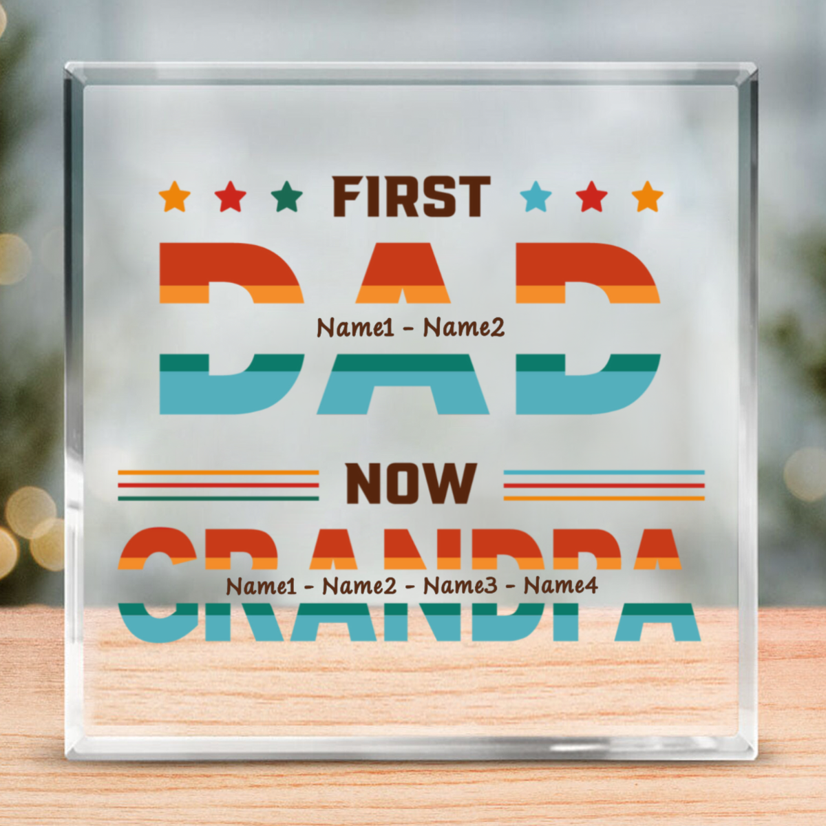 First Dad Now Grandpa Personalized Acrylic Block, Dad Grandpa Gifts ...