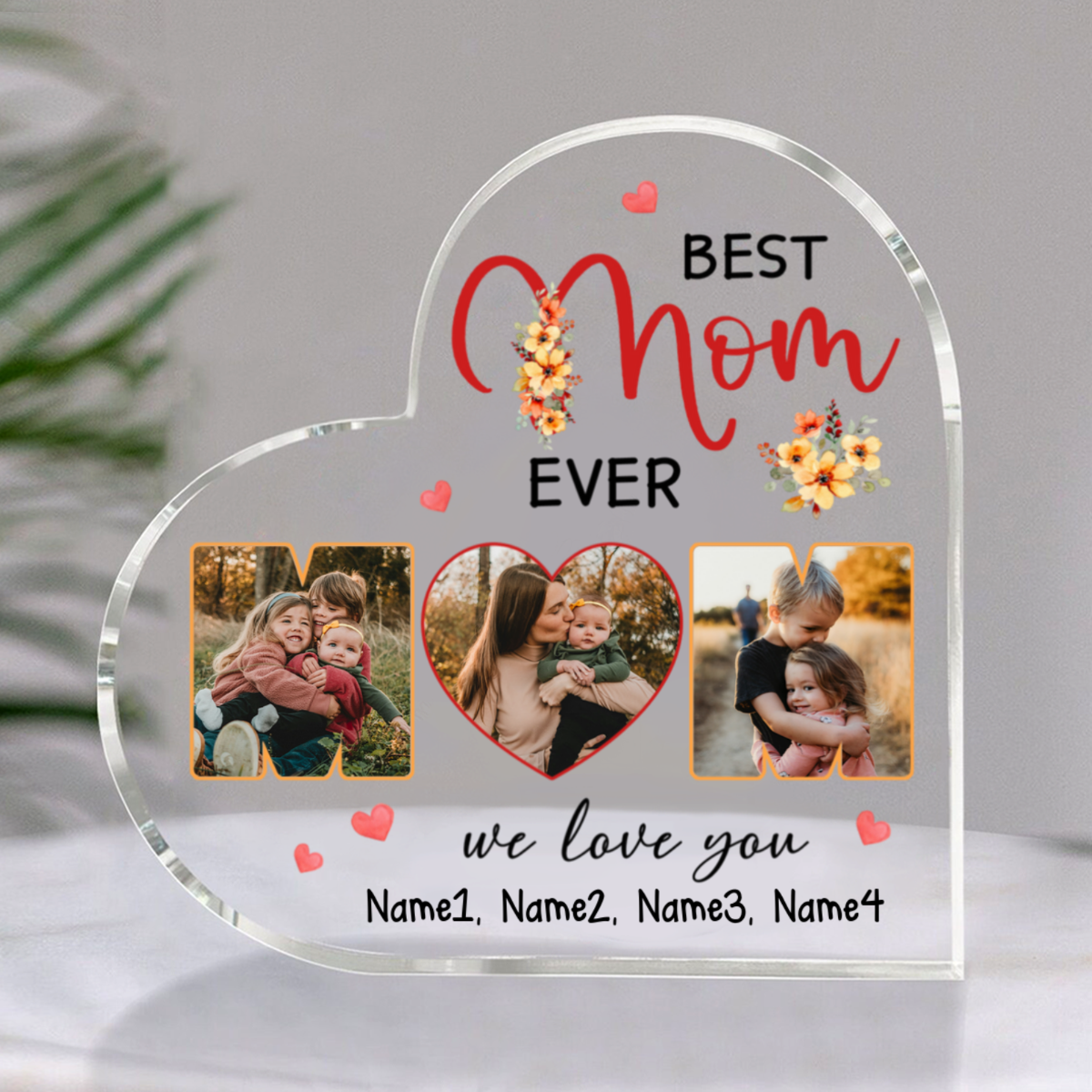 Personalized Photo Best Mom Ever Heart-shaped Acrylic Block, Custom ...