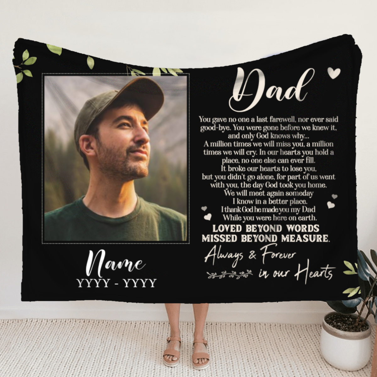 Personalized Memorial Blanket For Dad, Dad In Heaven Blanket With ...