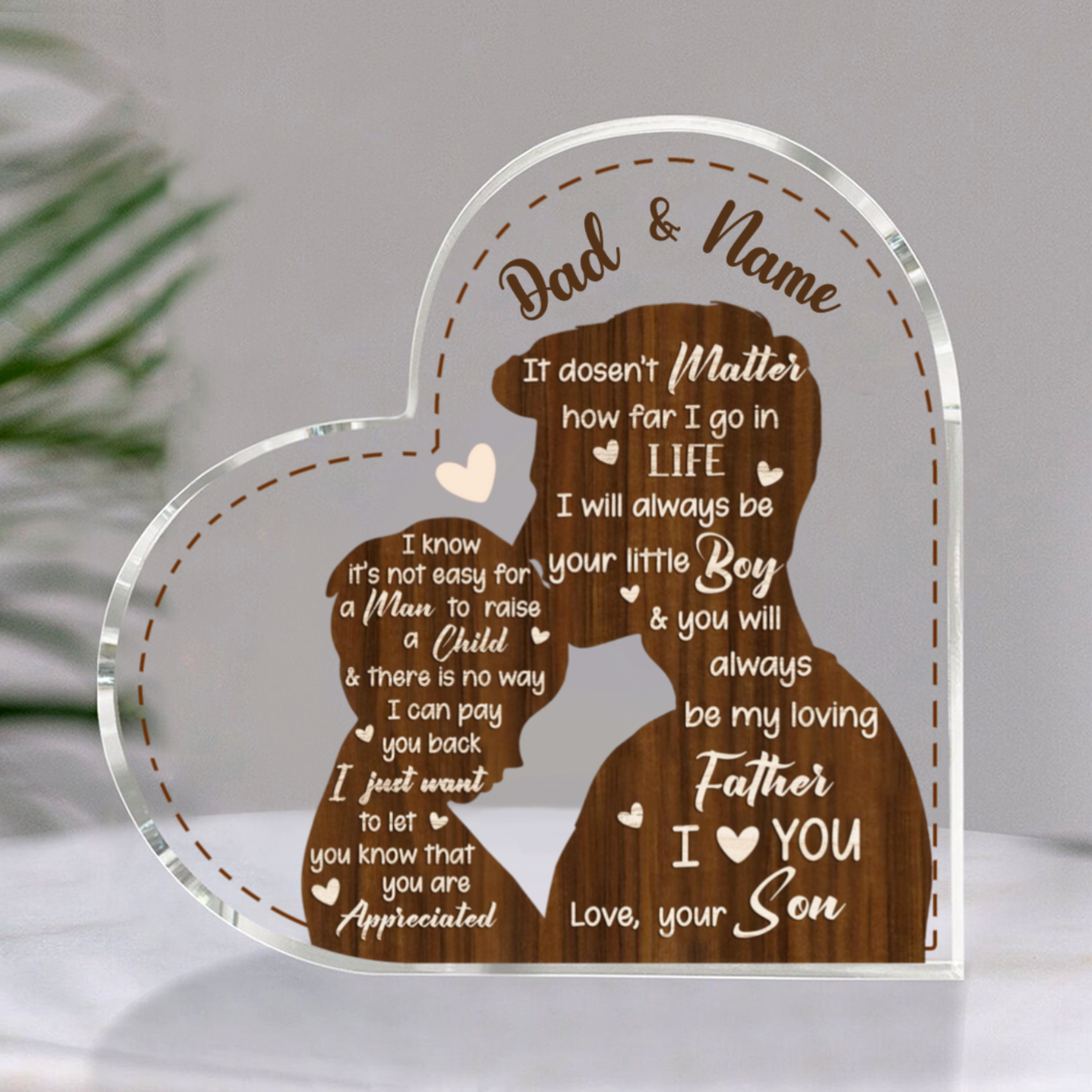 Christmas Gifts From Son To Dad, Personalized Dad Heart Acrylic Plaque ...