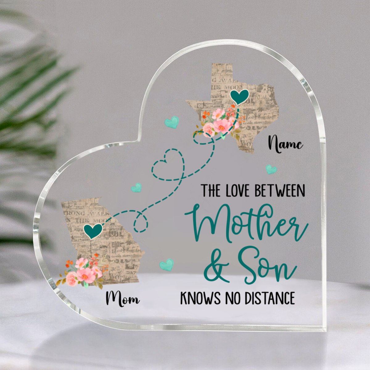 Mother Son Knows No Distance Personalized Two States Acrylic Block ...