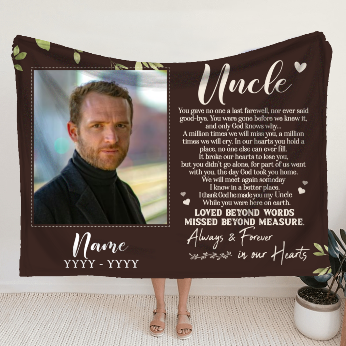 Personalized Memorial Blanket Loss Of Uncle, Uncle Bereavement Gift, In ...