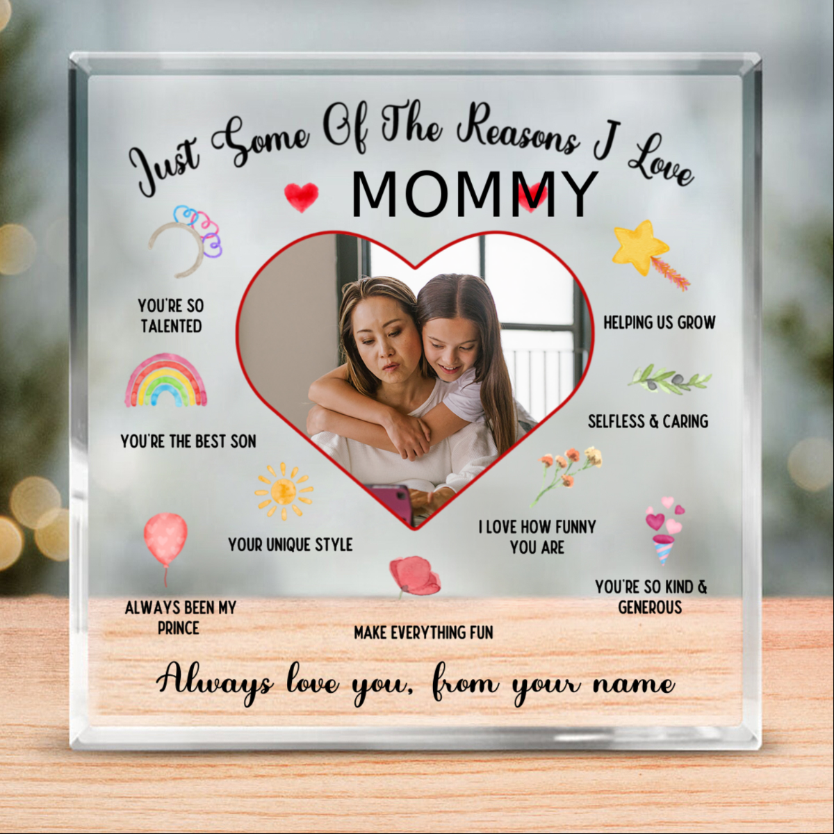 Custom Reason I Love Mom Acrylic Plaque, Personalized Mom Christmas ...