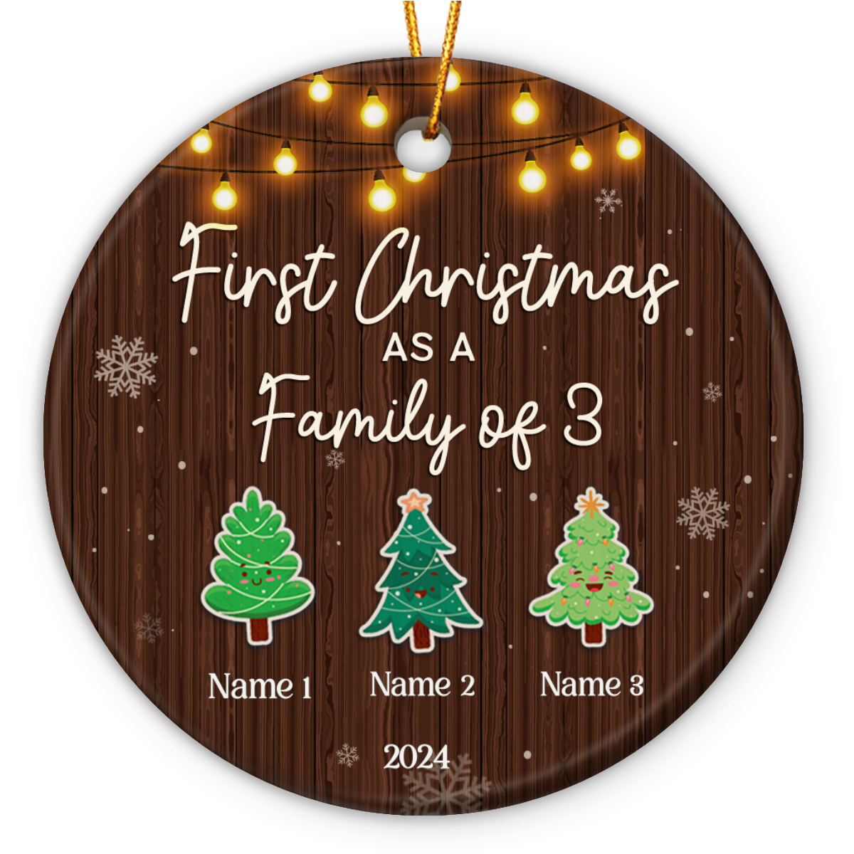 Family Of Three Christmas Ornaments, Custom Family Of 3 Xmas Ornament ...