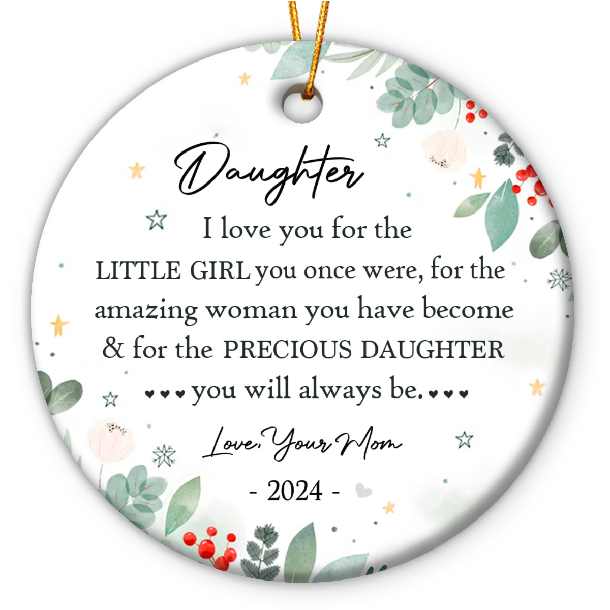 Personalized Daughter Christmas Ornament, Daughter Keepsake Gift From ...
