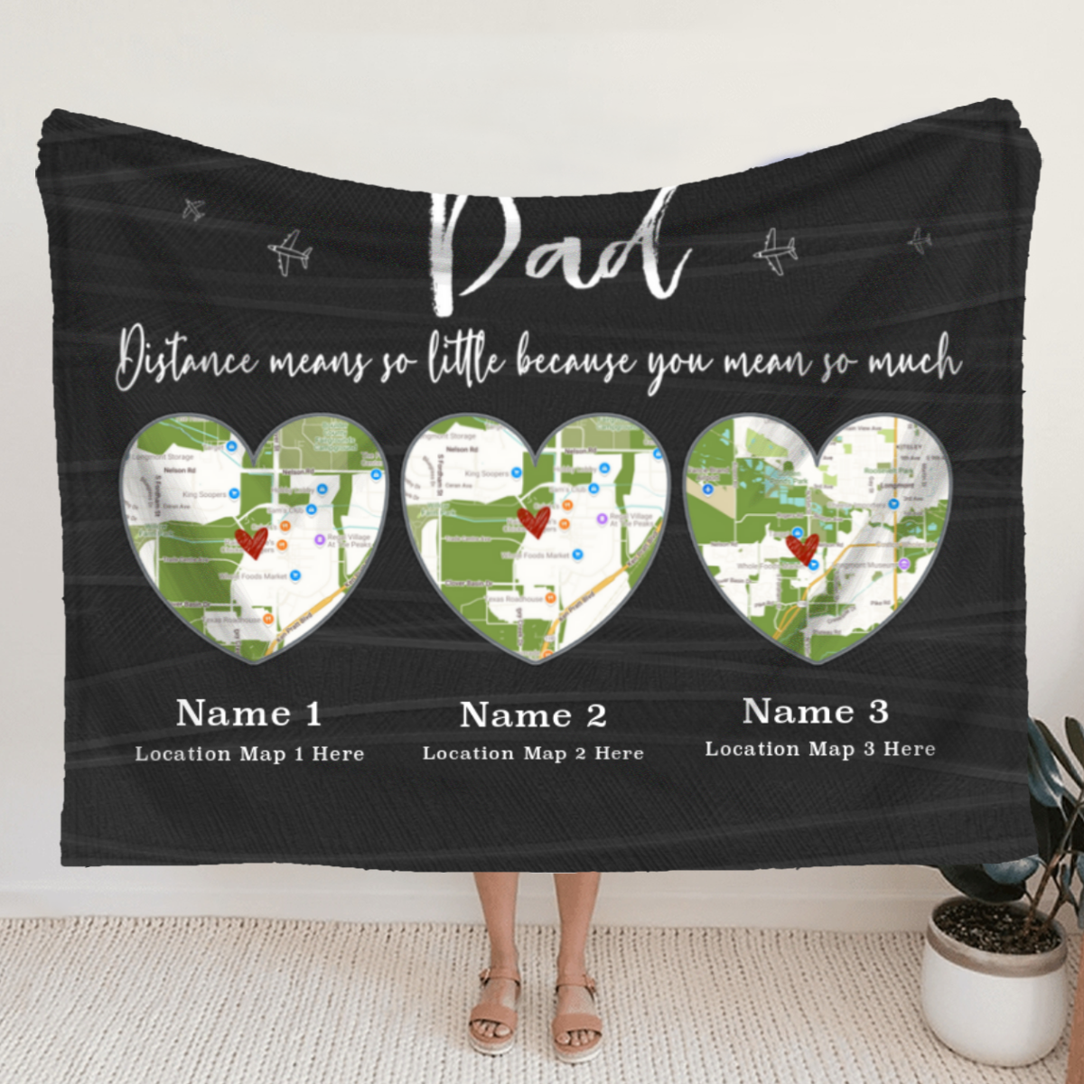 Long Distance Gift For Dad, Custom Map Blanket Gift For Dad, Map Gifts ...