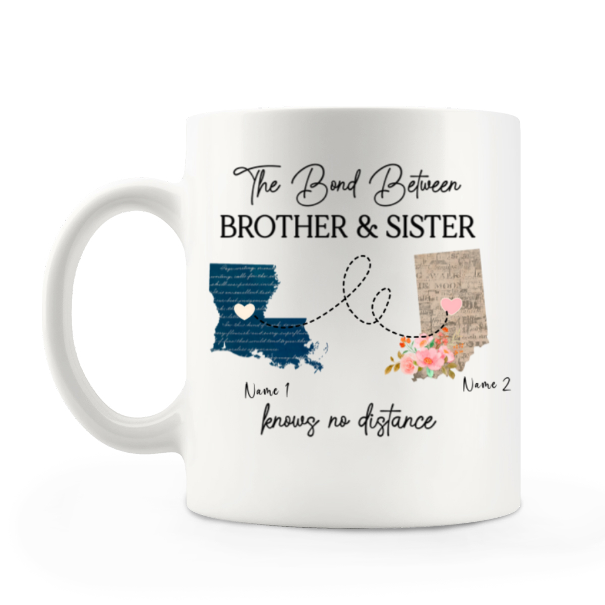 Long Distance Brother Sister Coffee Mug, State To State Mug, Custom ...