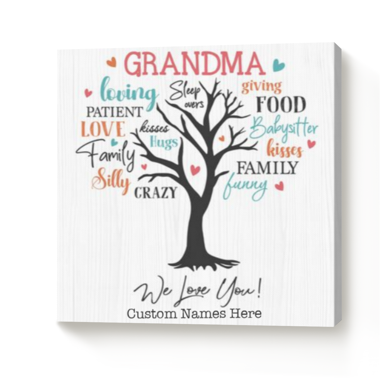 Personalized Grandma Word Art Print, Grandma Square Canvas, Custom Gift ...