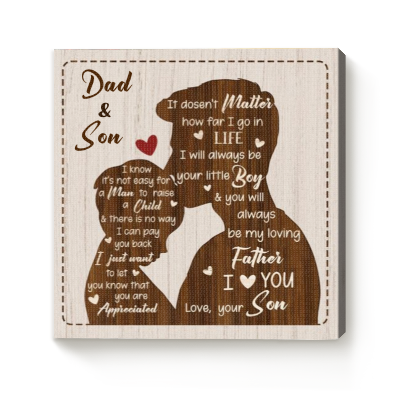 Custom Father And Son Square Canvas, Christmas Gift For Daddy From Son ...