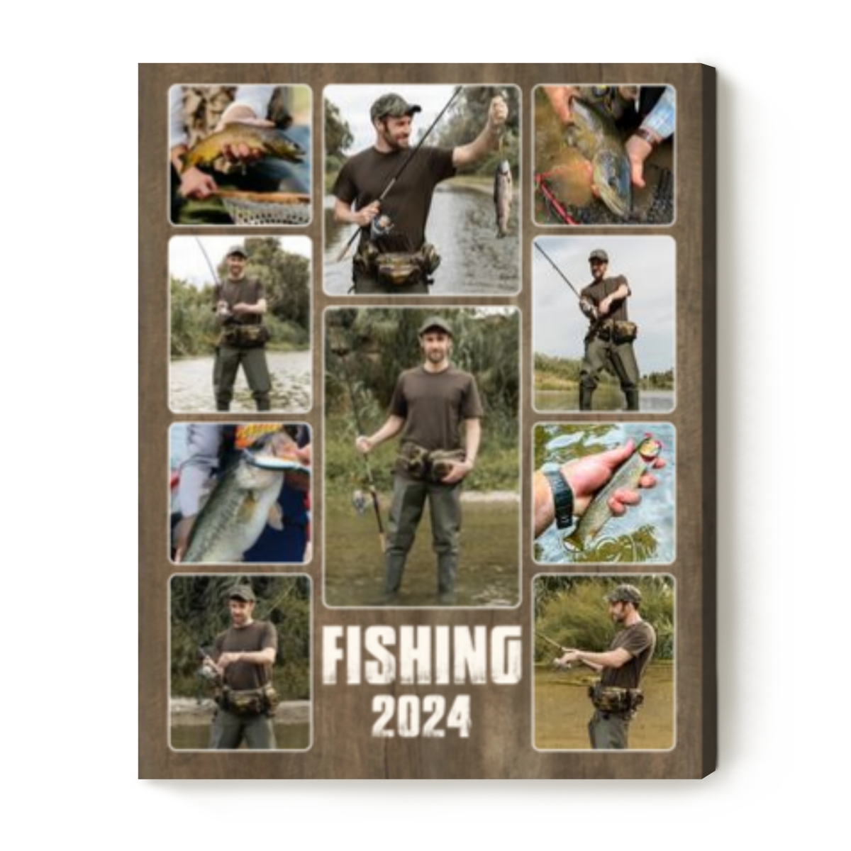 Fishing Memory Photo Collage Canvas, Personalized Bass Fishing Gifts ...