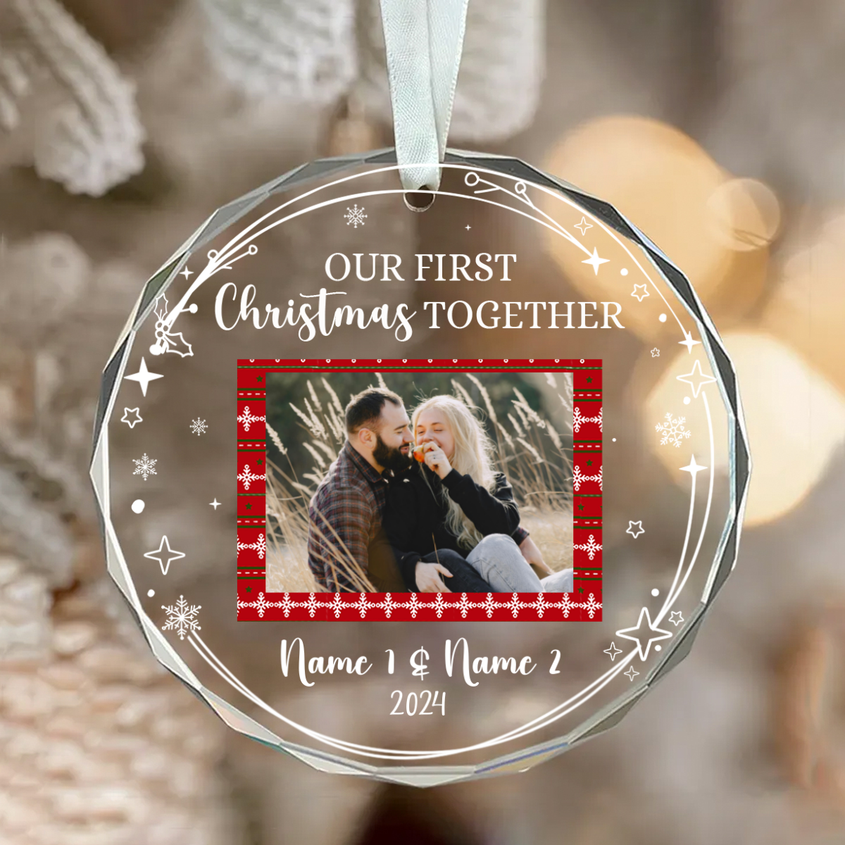First Christmas Couple Photo Ornament, Couples First Xmas Glass ...