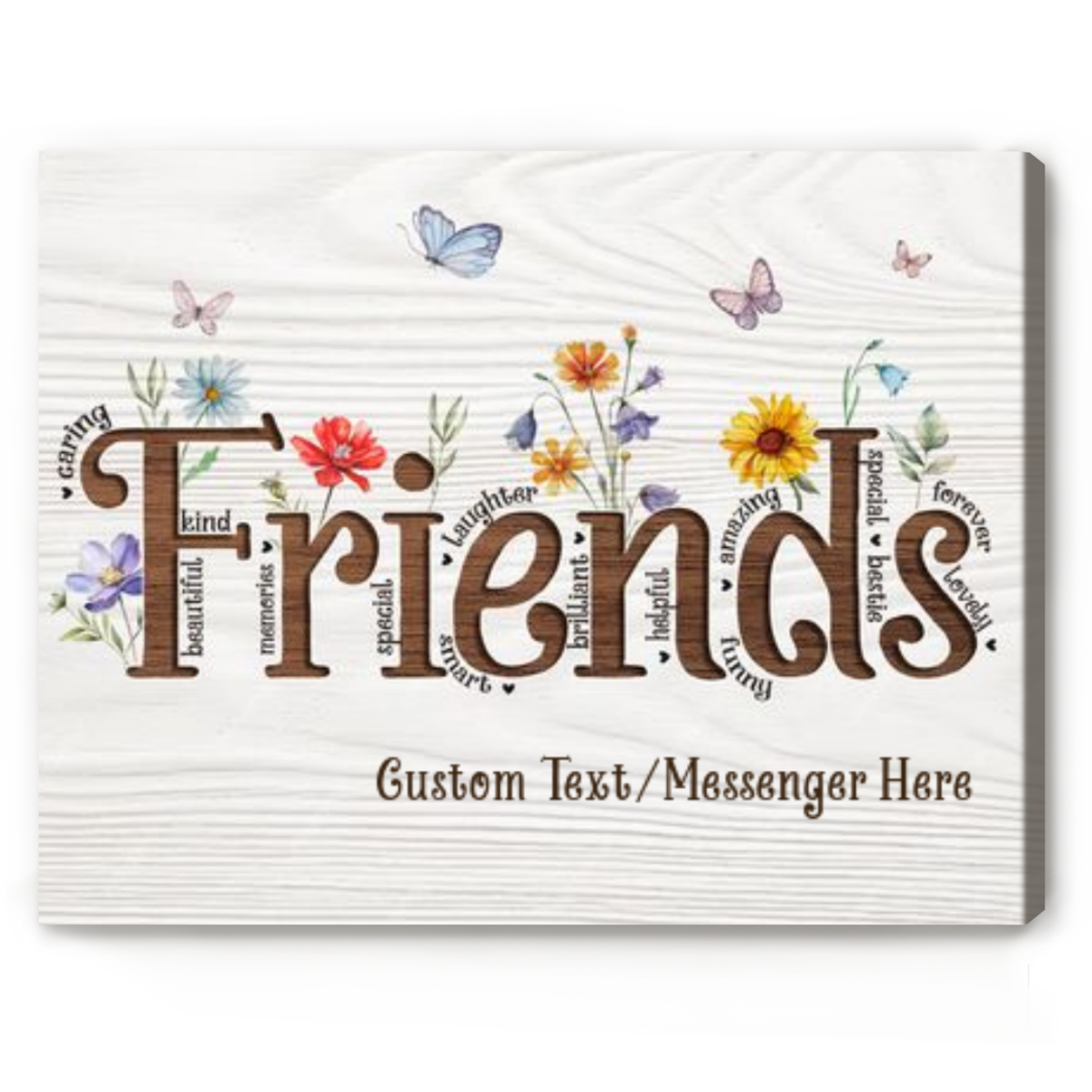 Custom Friends Floral Canvas Print, Gifts For Friends In Christmas ...