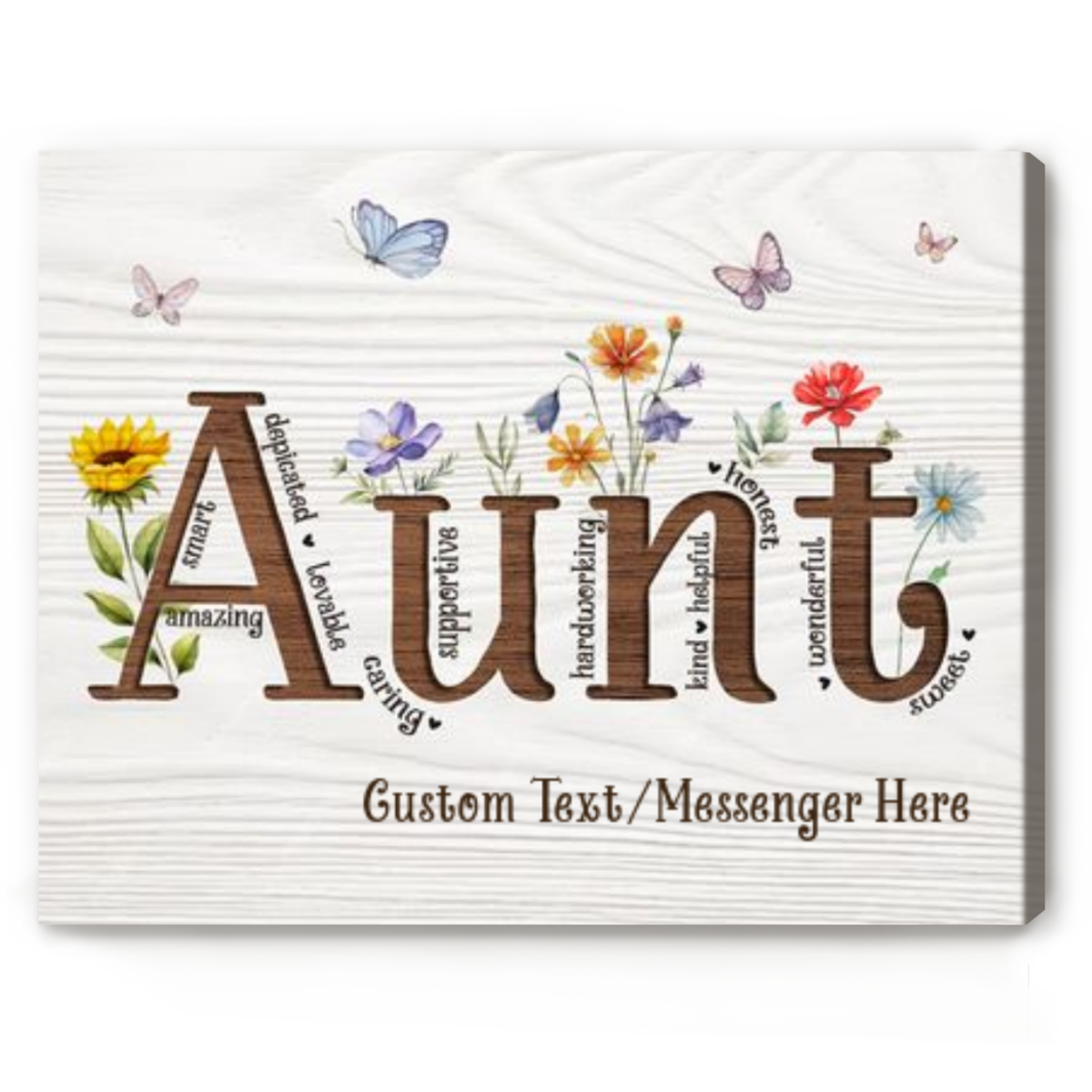 Custom Aunt Floral Canvas Print, Mother's Day Gifts For Aunts ...