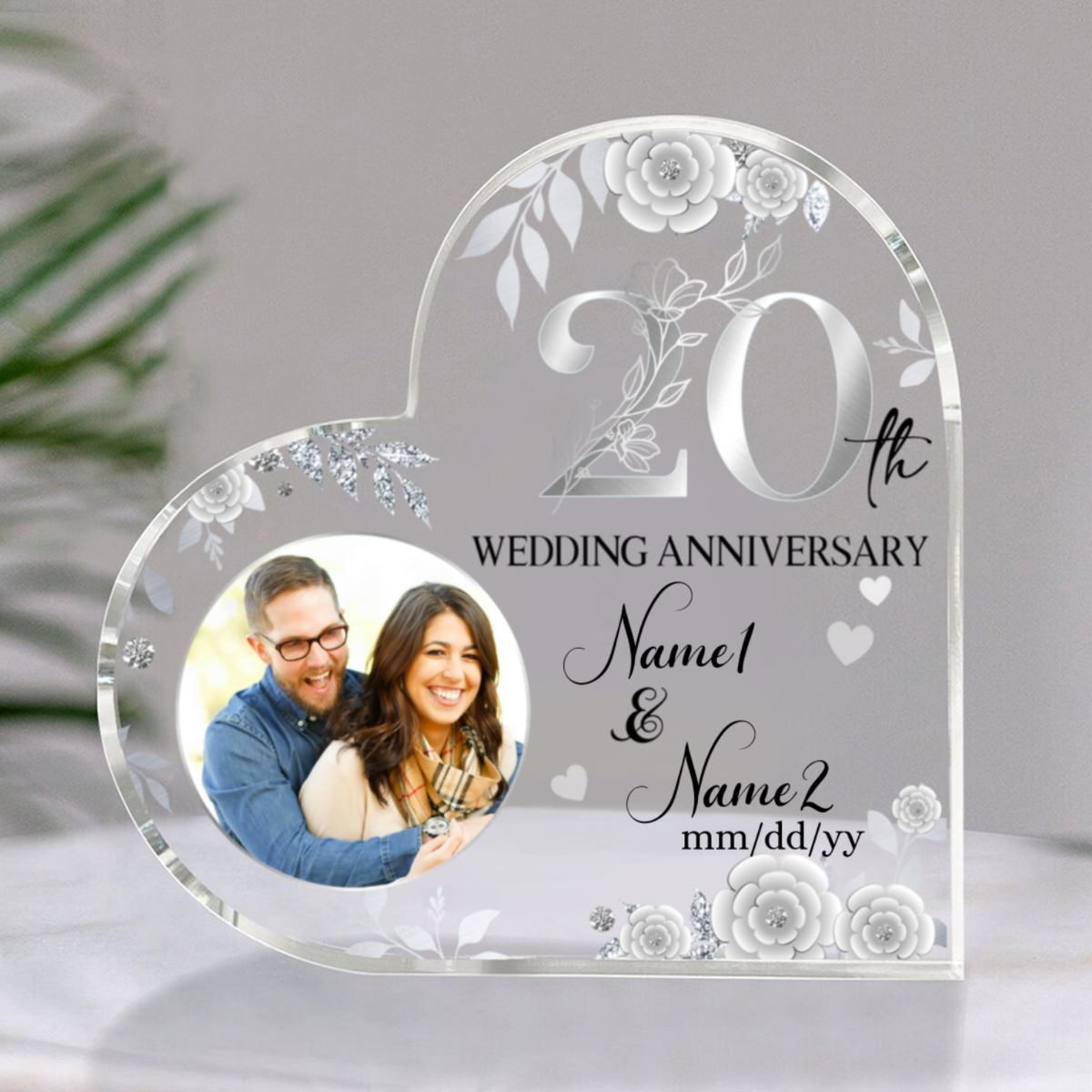 20th Wedding Anniversary Heart Acrylic Plaque, 20th Anniversary Gift ...