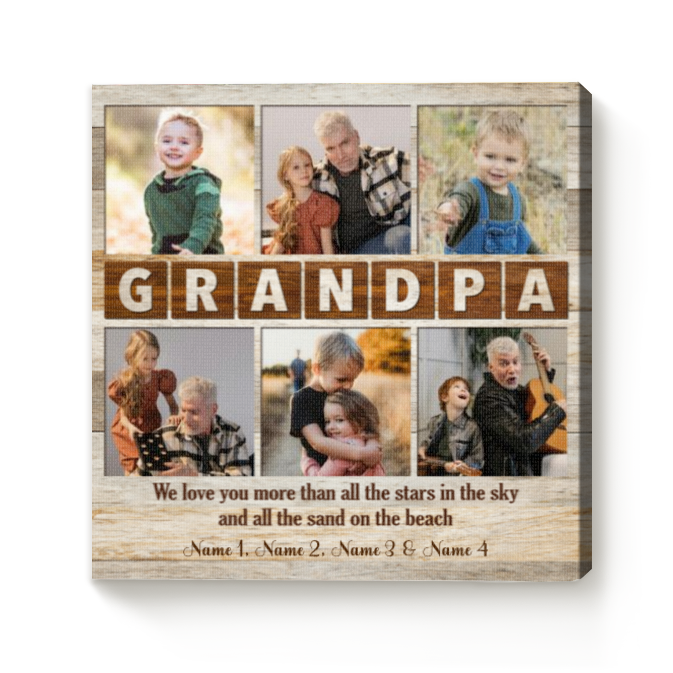 Grandpa Custom Photo Square Canvas, Christmas Gifts For Grandfather ...