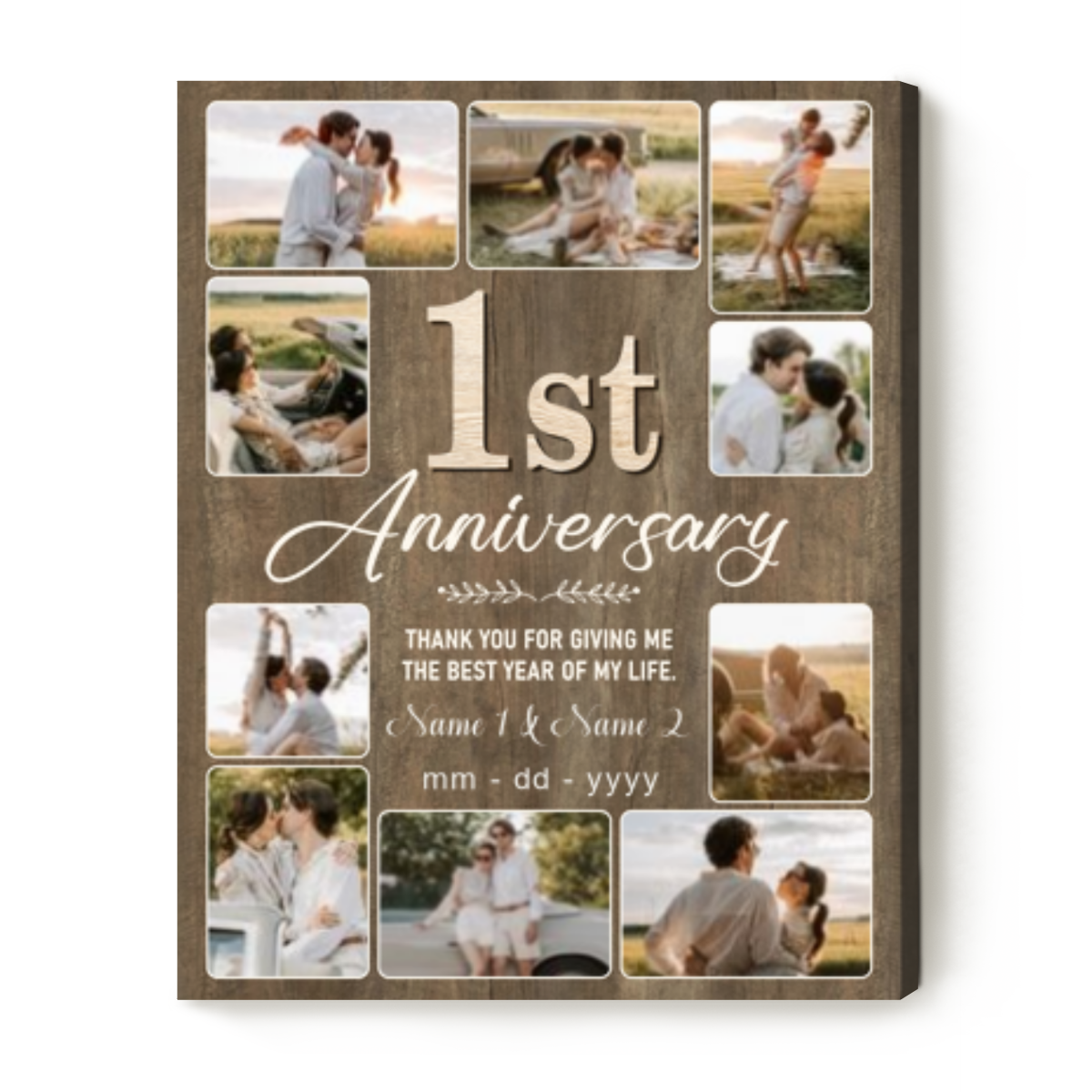 First Anniversary Personalized Photo Collage Canvas, One Year ...