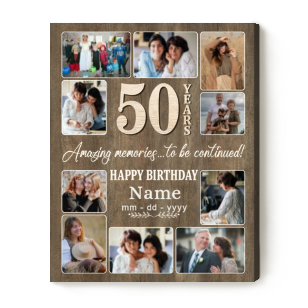 50th Birthday Custom Picture Collage Canvas, Personalized 50th Birthday ...