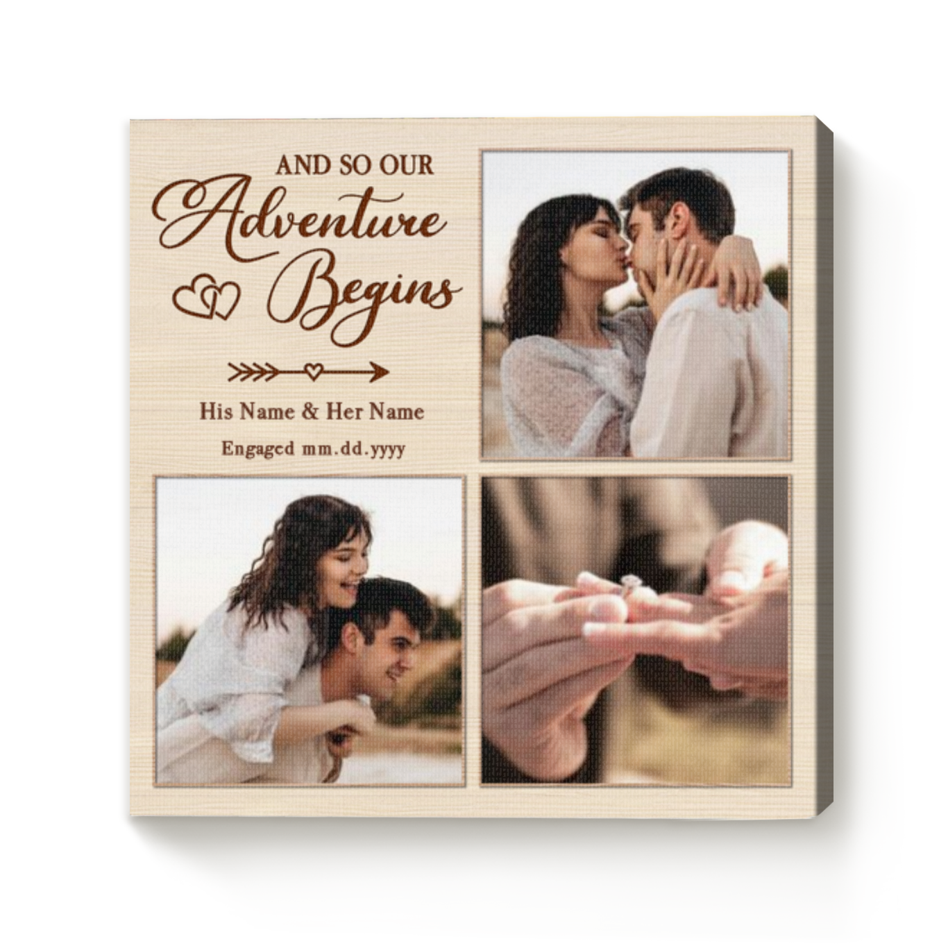 Engagement Custom Picture Square Canvas, Personalized Engagement Gifts ...