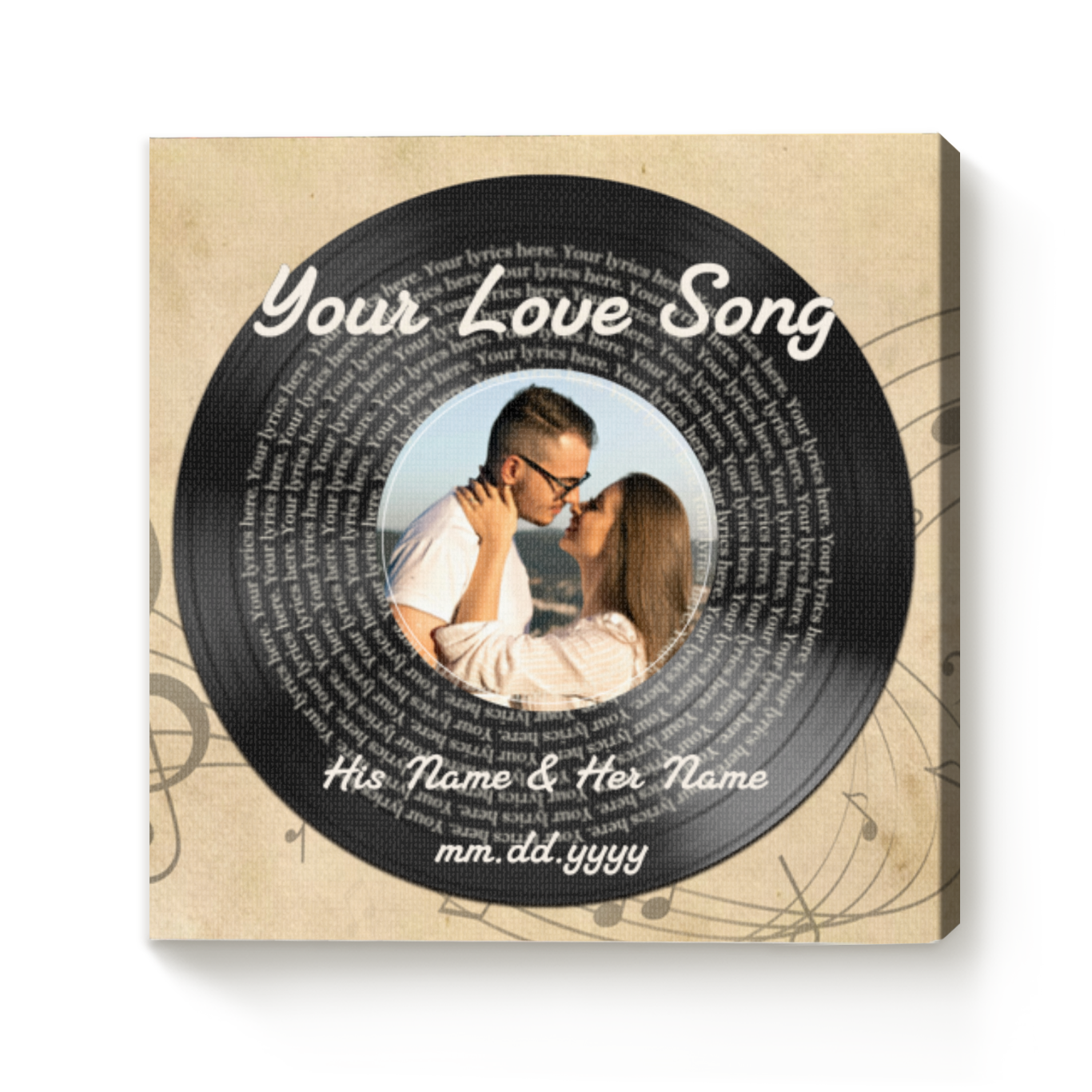 Custom Vinyl Lyrics Canvas With Photo, Personalized Wedding Gift ...