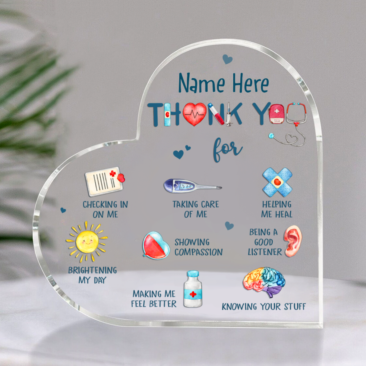 Custom Nurse Thank You Heart Acrylic Plaque, Nurse Appreciation Gift ...