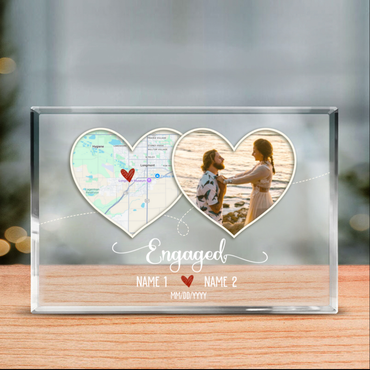 Personalized Engagement Location Map Acrylic Block, Custom Engaged Map ...