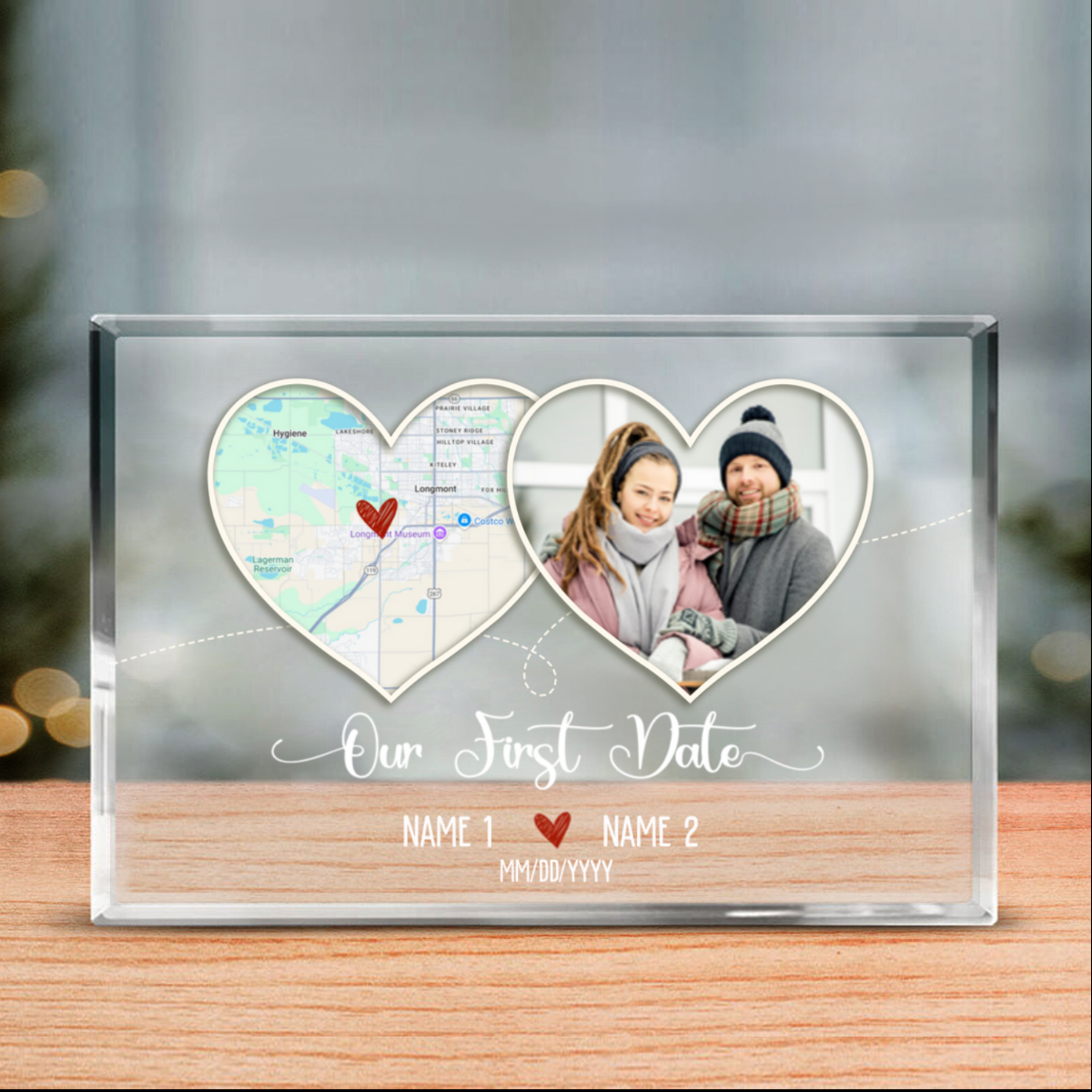 Personalized Our First Date Location Map Acrylic Plaque, Custom ...