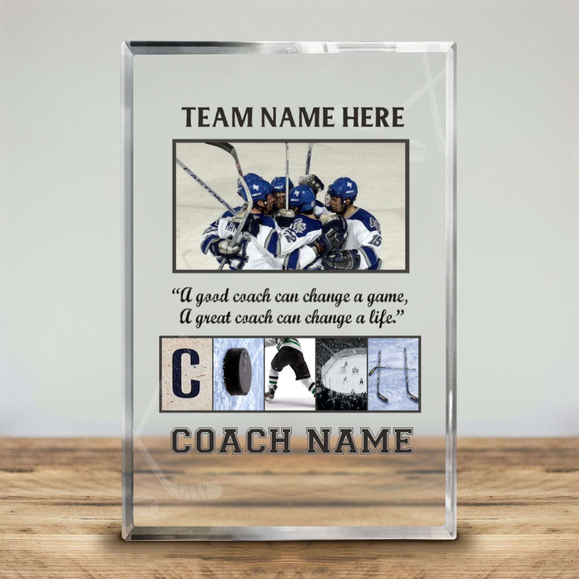 Hockey Coach Personalized Picture Acrylic Block, Team Gift For Ice ...