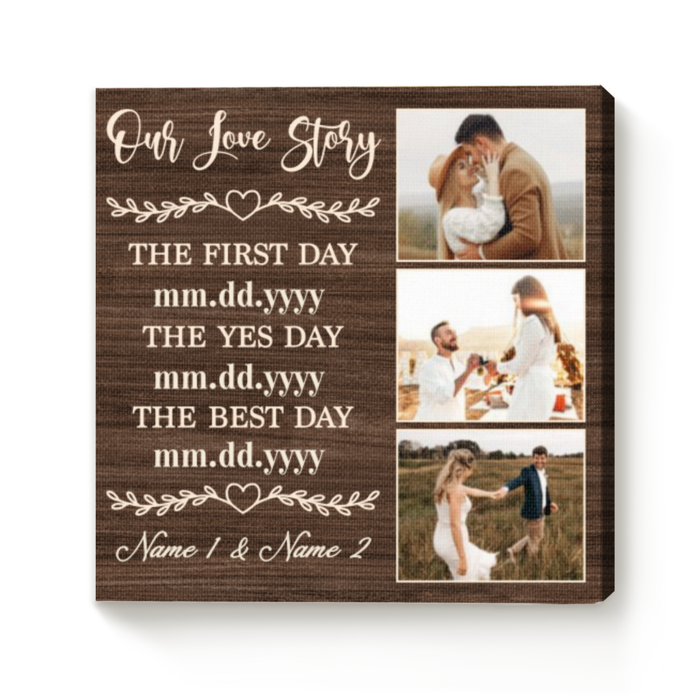 First Day Yes Day Best Day Square Canvas, Wife Valentines Day Gift ...