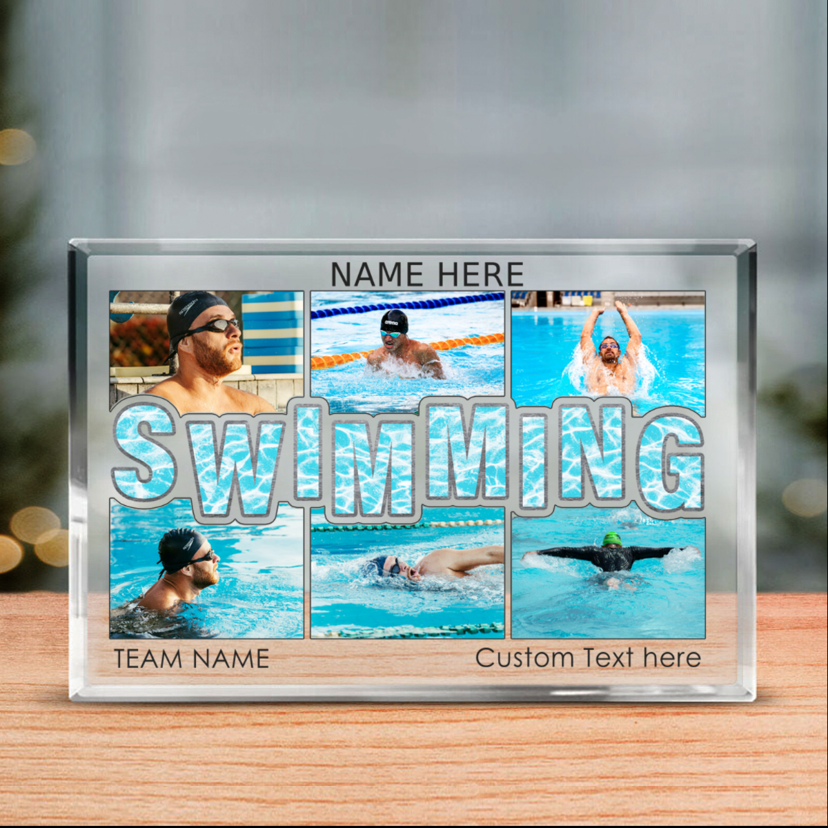 Custom Swimming Photo Collage Acrylic Block, Personalized Gifts For ...